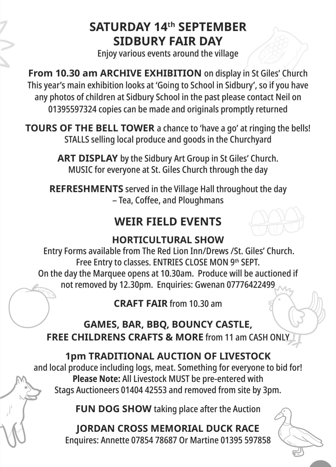 Sidbury Fair Events Programme 2024 - Sidmouth Town Council
