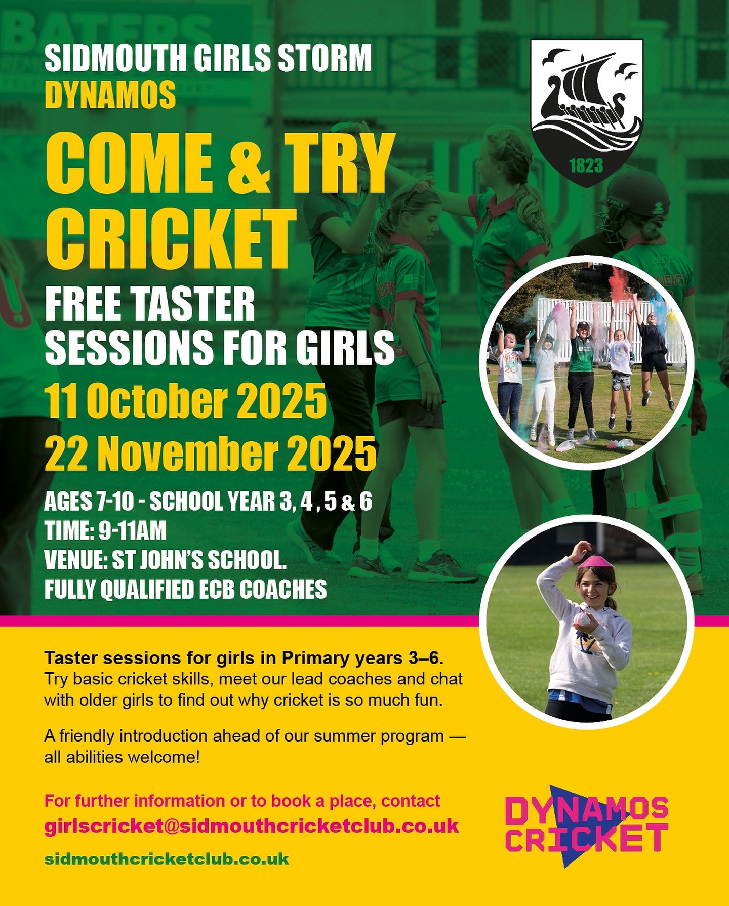 Girls Cricket Taster Sessions - Sidmouth Town Council